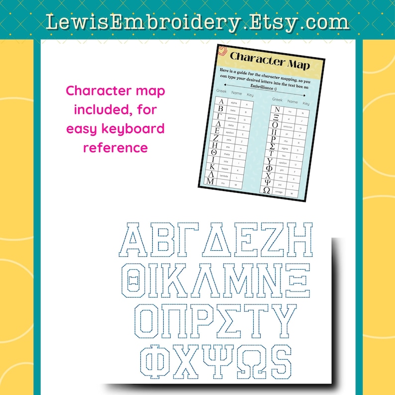 Greek Embossed 3D Puff, Machine Embroidery Font - With BX & Character ...