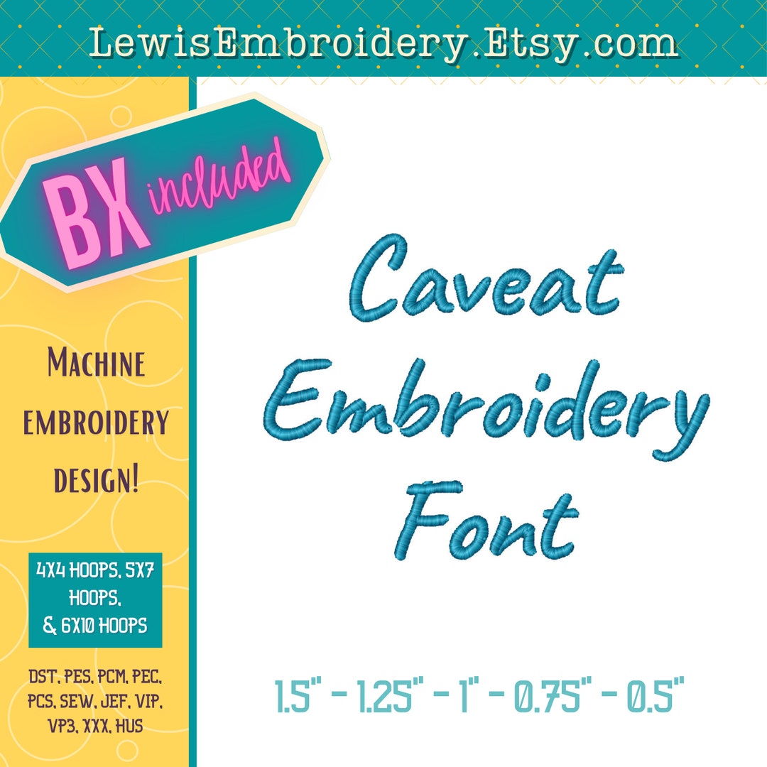 Caveat Machine Embroidery Font BX Format Handwritten Font Casual Font 5 ...