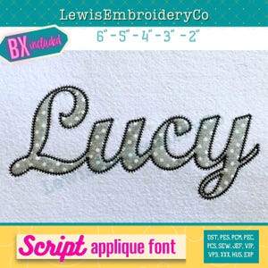 Script Applique Embroidery Font - Cursive Applique Font - Zig Zag ...