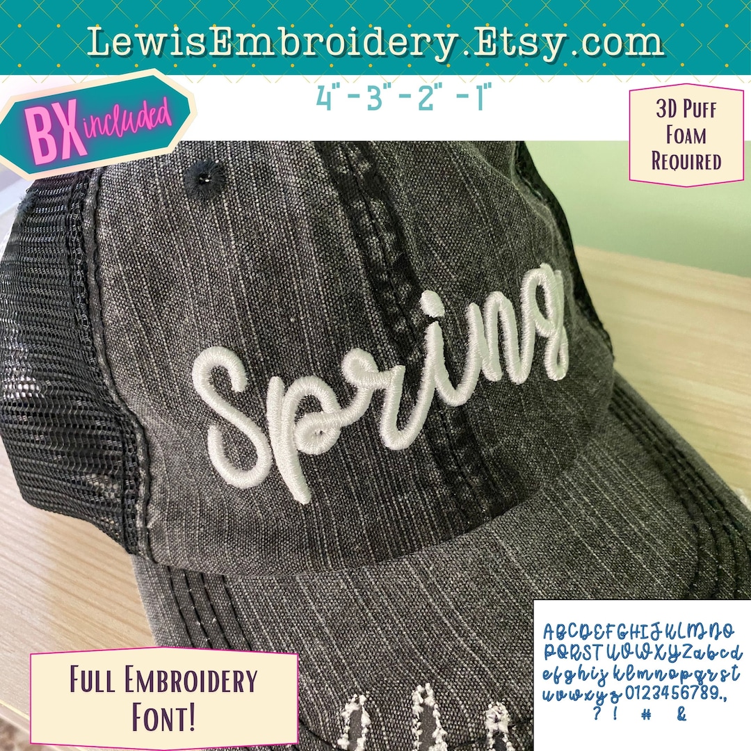 3D Puff Embroidery Font - Puffy Foam Font - Puff Foam Embroidery ...