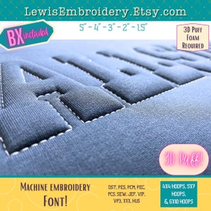 Embossed 3D Puff Embroidery Font - Puff Foam Embroidery Font - Puffy ...