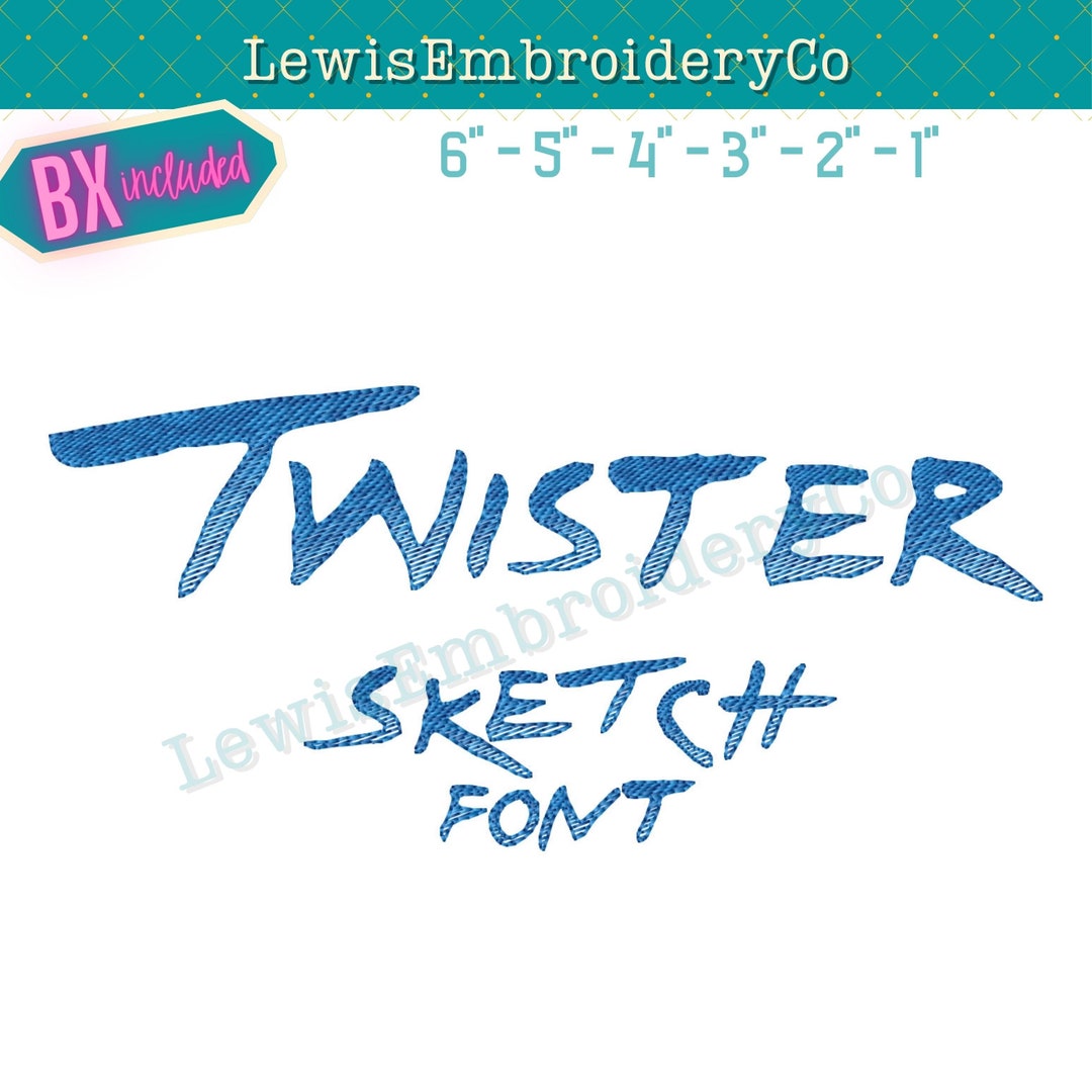 Twister Sketch Embroidery Font - Twister Embroidery - Tornado Alphabet ...