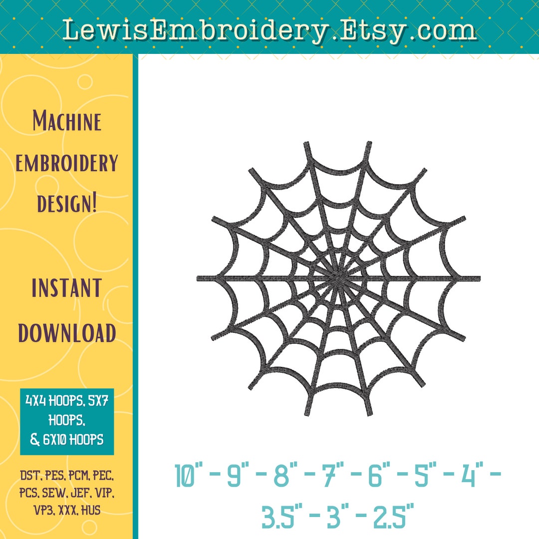 Spider Web Embroidery Design - Halloween Embroidery Design - Spider ...