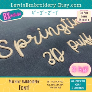 3D Puff Embroidery Font - Puffy Foam Font - Puff Foam Embroidery ...
