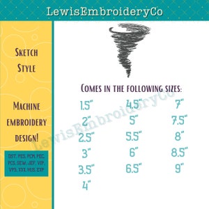 Sketch Tornado Embroidery Design - Twister Embroidery - Funnel Cloud ...
