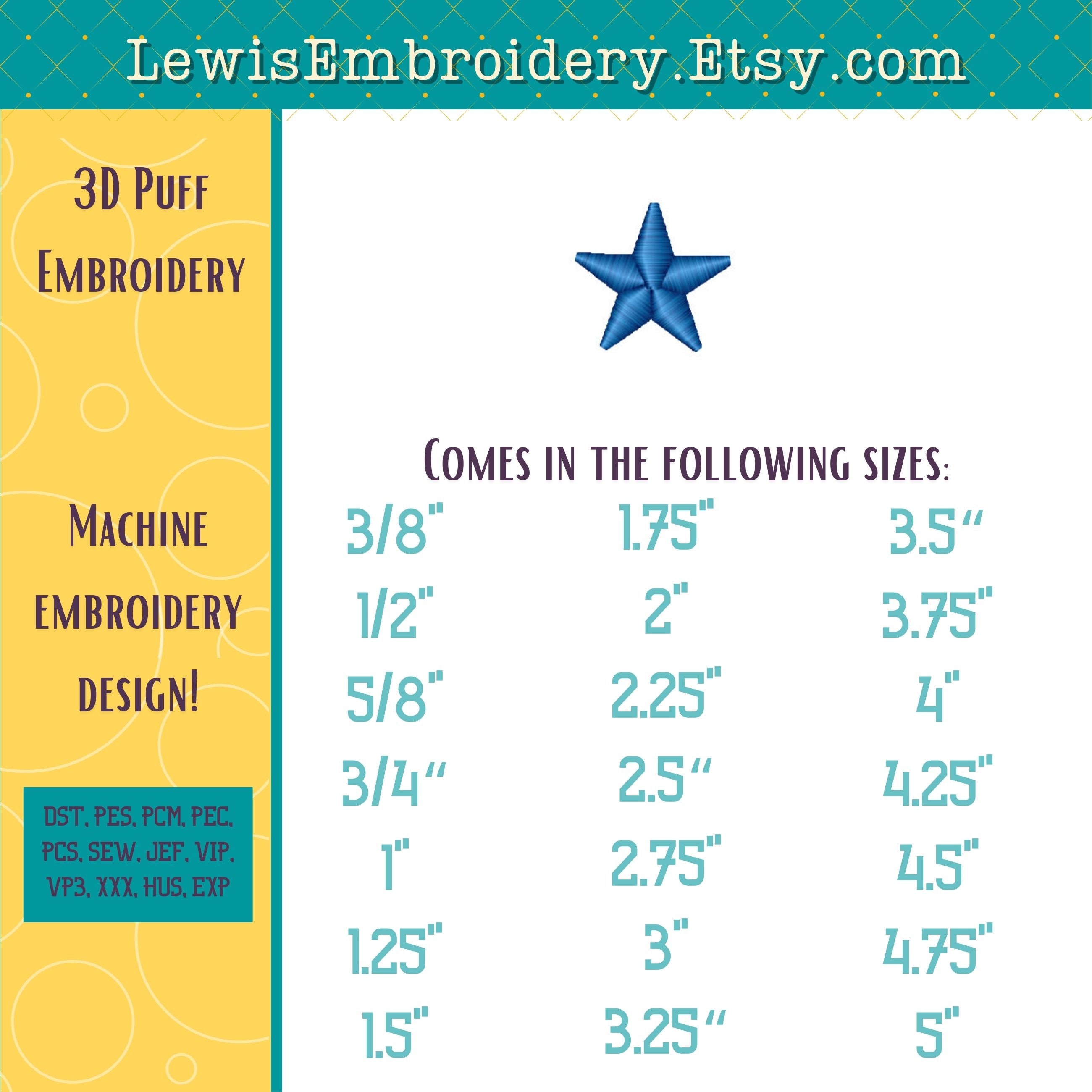 3D Puff Star, Machine Embroidery Design - (PDF Tutorial Included) - Etsy
