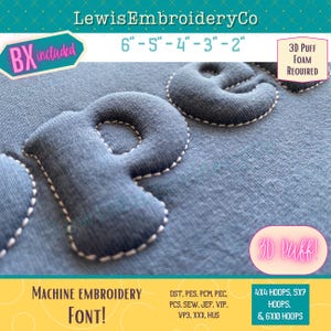 Embossed 3D Puff, Cooper, Machine Embroidery Font - With BX - (PDF ...