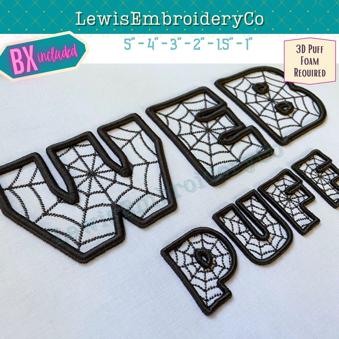 3D Puff Embroidery Outline Font - Web Embroidery Font - Puffy Foam ...