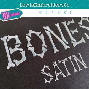 Halloween Embroidery Font - Bones Embroidery Design - Skeleton ...