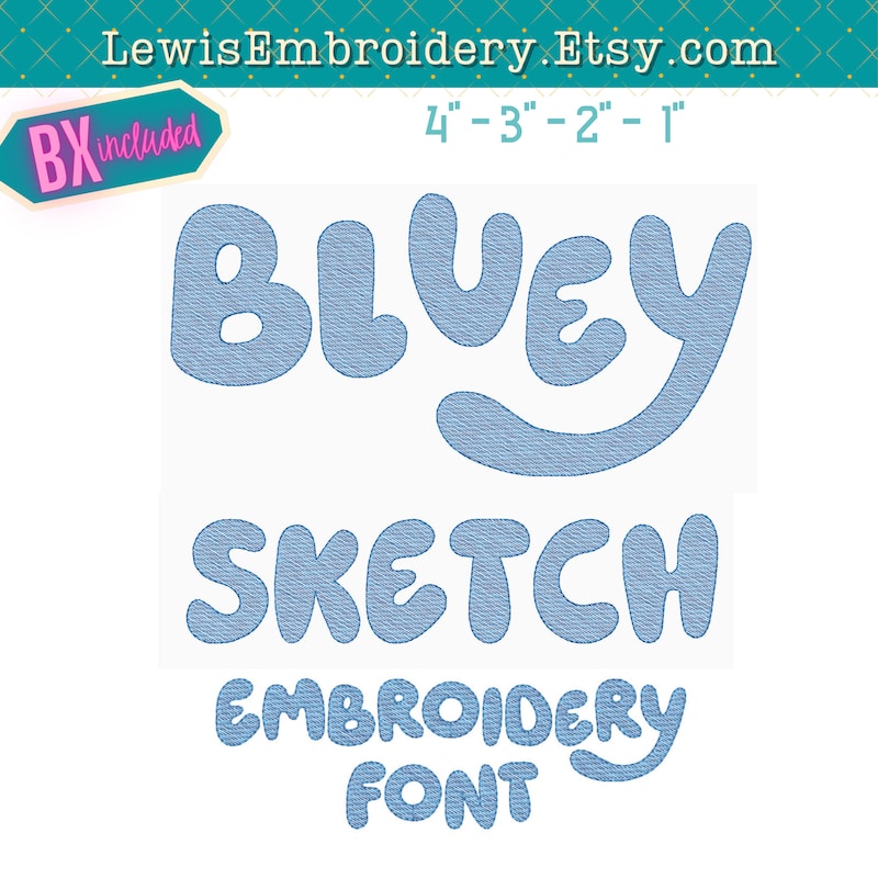 Bluey Fonts Embroidery - Etsy