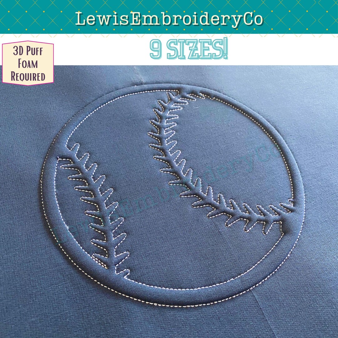 Baseball Embossed Puff Embroidery Design - Sport Design - Embossed ...
