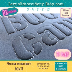 Embossed 3D Puff Embroidery Font - Puff Foam Embroidery Font - Puffy ...