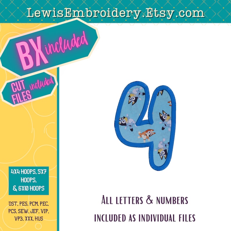 Bluey Embroidery Font - Bluey Applique Embroidery Font - Machine ...