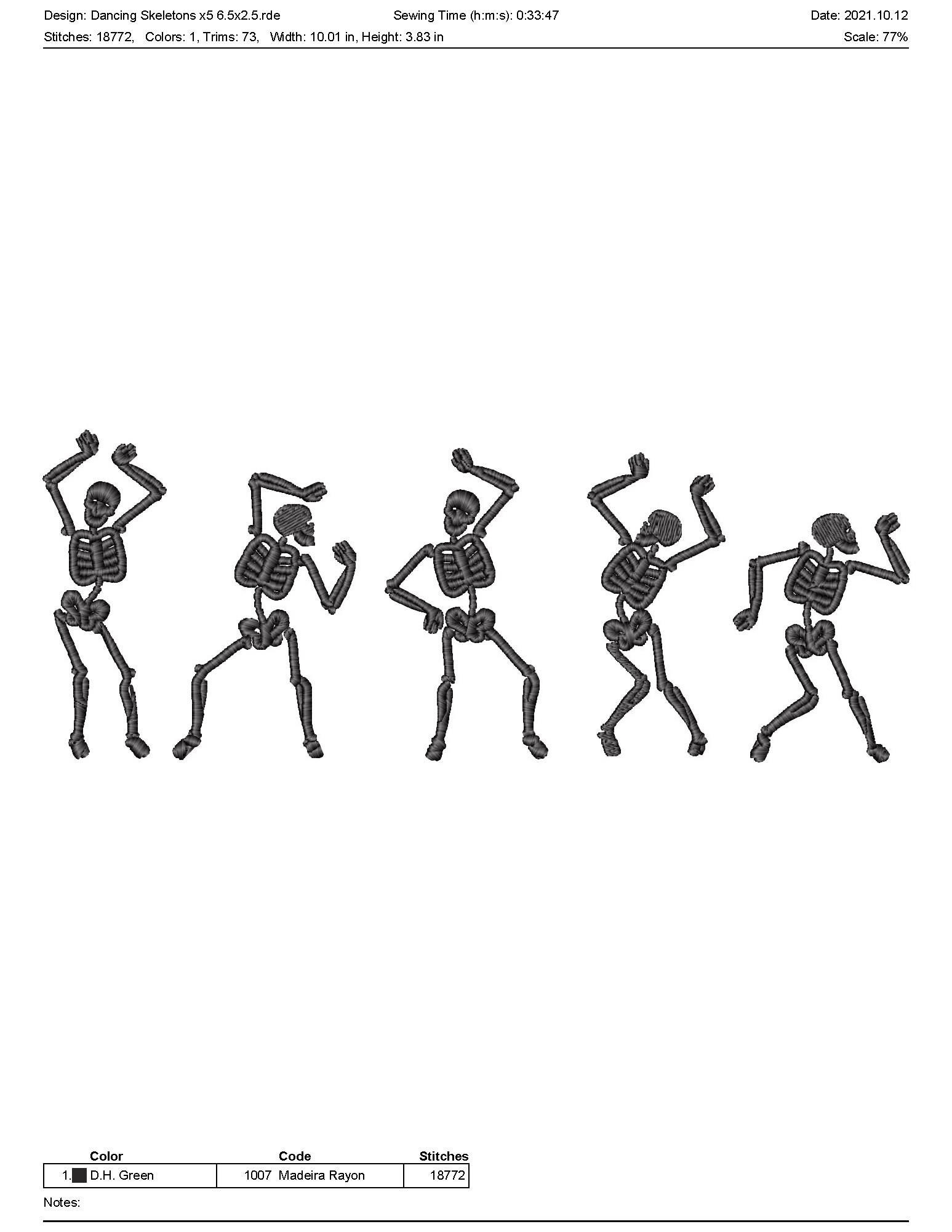 Dancing Skeletons Machine Embroidery Design Spooky - Etsy