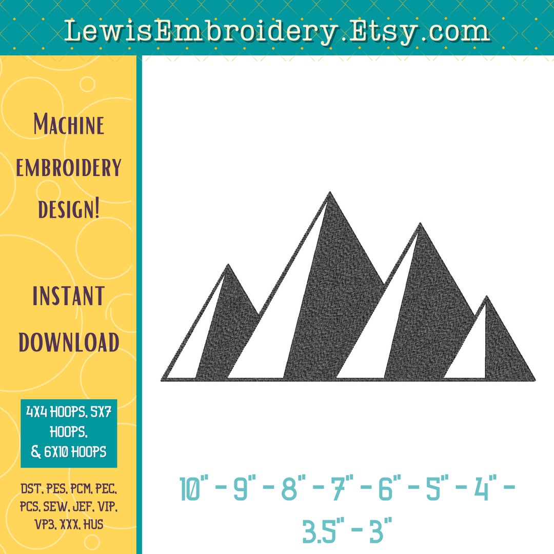 Mountain Range Embroidery Design - Pyramid Embroidery Design ...