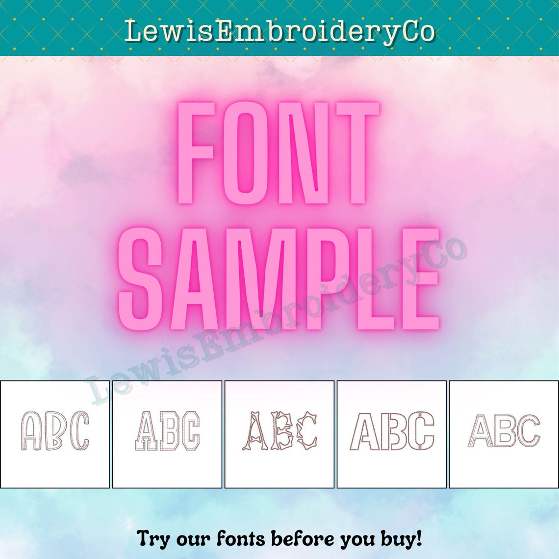 FONT SAMPLE - Embossed 3D Puff Embroidery Font Demo Pack- Try Our Fonts ...