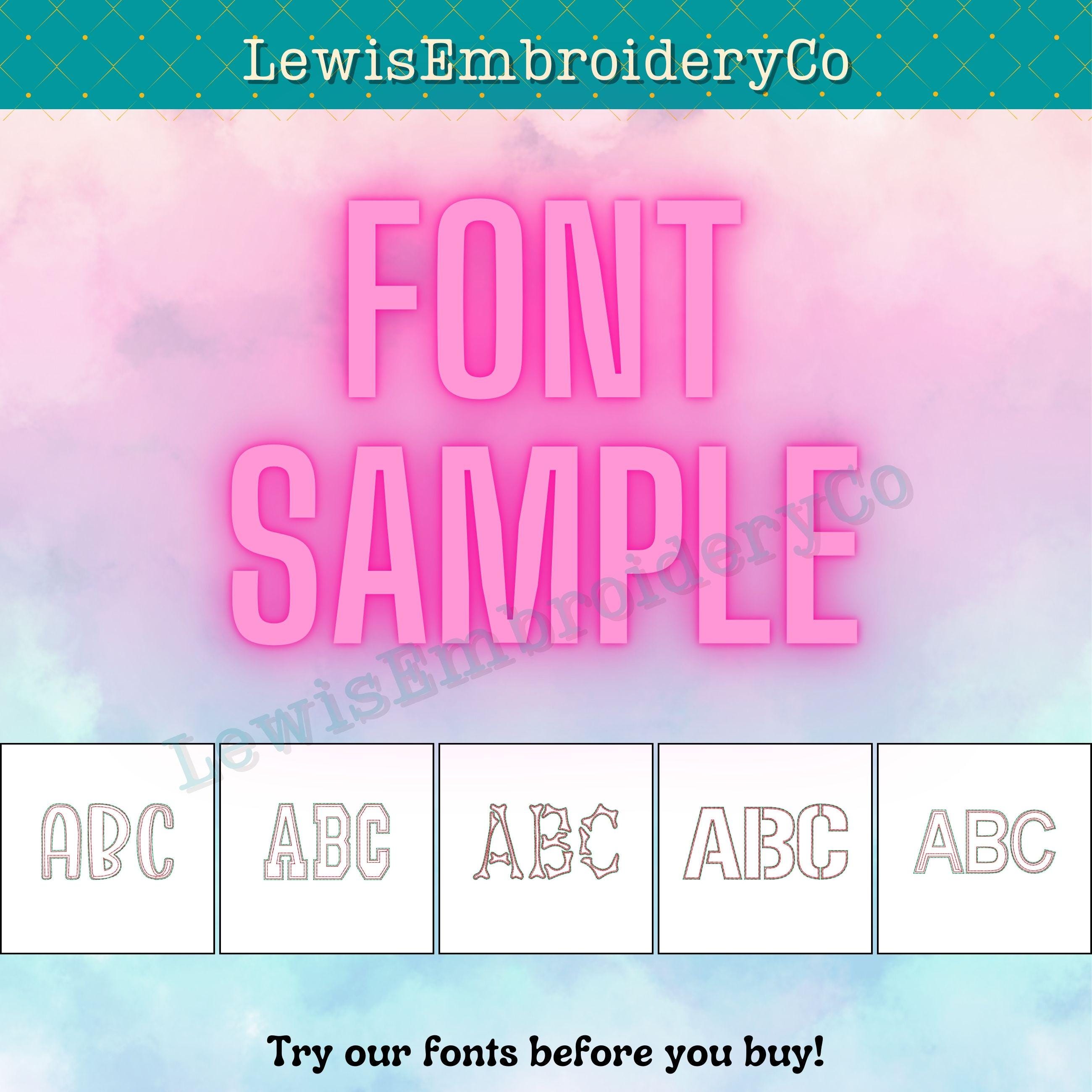 FONT SAMPLE - Embossed 3D Puff Embroidery Font Demo Pack- Try Our Fonts ...