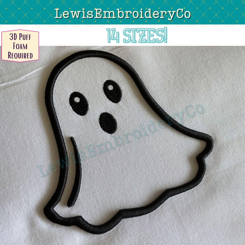 3d Puff Ghost Embroidery - Etsy