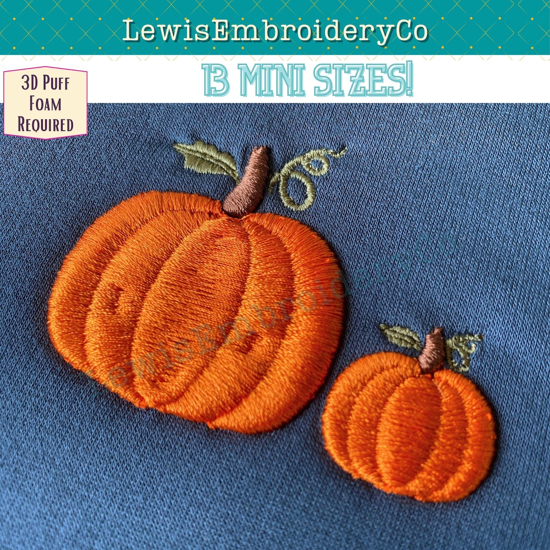 Mini 3D Puff Pumpkin, Machine Embroidery Design - (PDF Tutorial ...