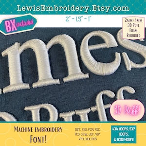 3D Puff Embroidery Font - Times Embroidery Font - Puffy Foam Font ...
