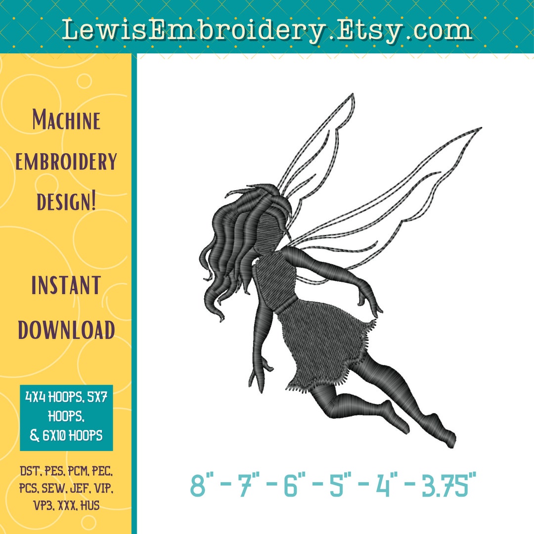 Dancing Fairy Embroidery Design - Machine Embroidery - Flying, Fantasy ...