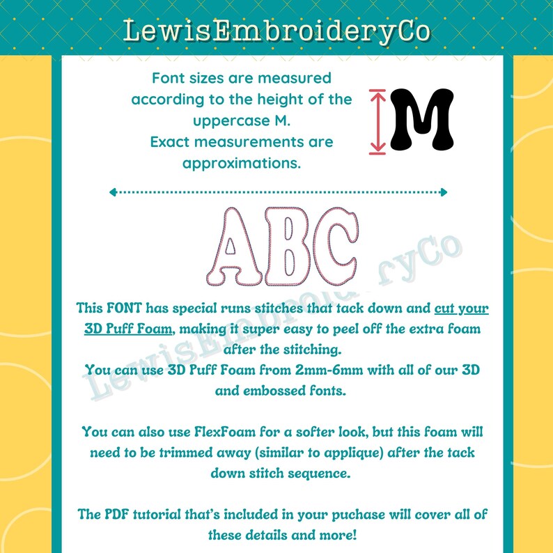 Embossed 3D Puff, Narrow, Machine Embroidery Font - With BX - (PDF ...