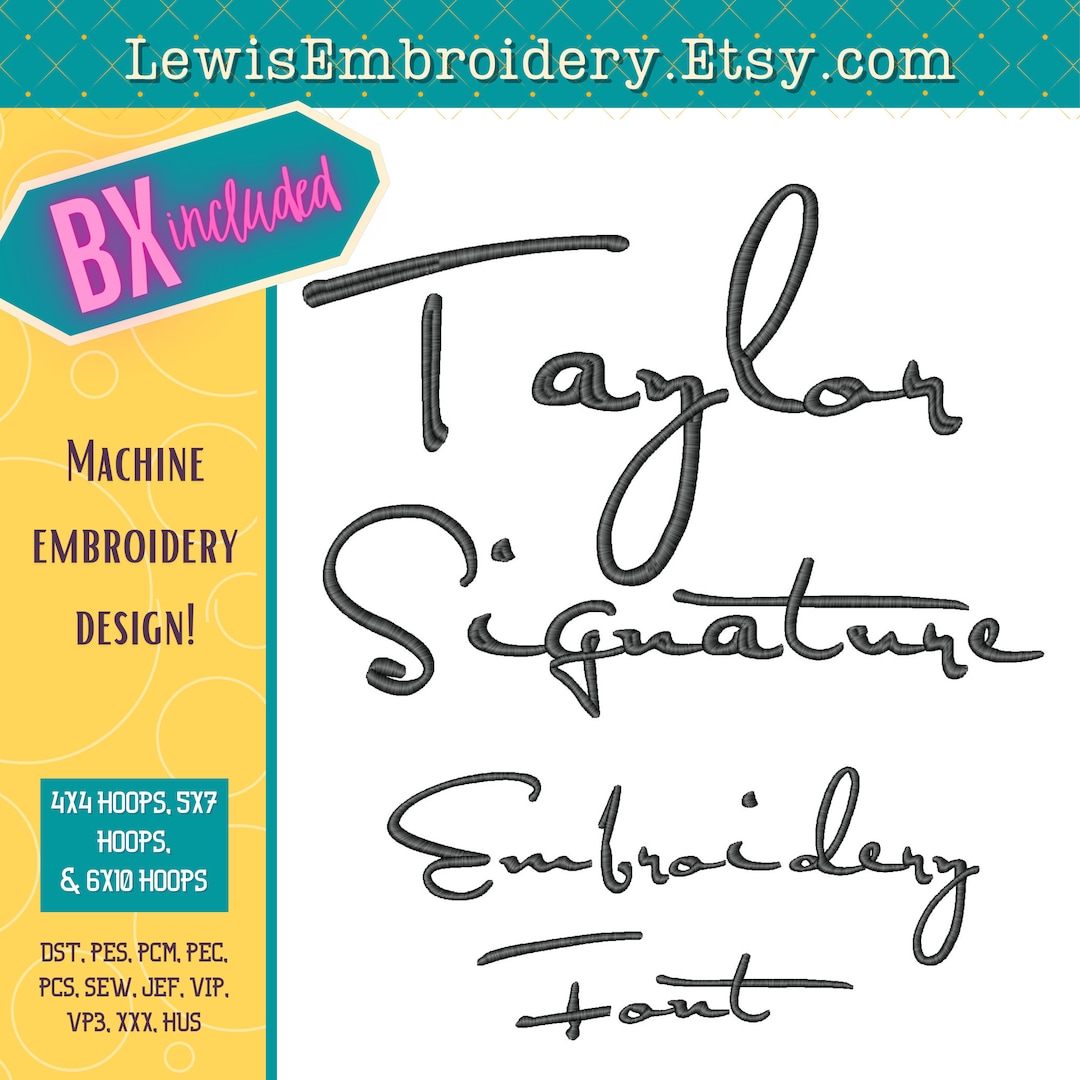 Taylor Signature Embroidery Font Swifty Font Eras Tour Font Machine ...