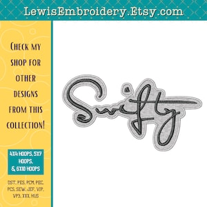 Swifty Embroidery Design - Swifty Shirt Design - Eras Tour Font ...