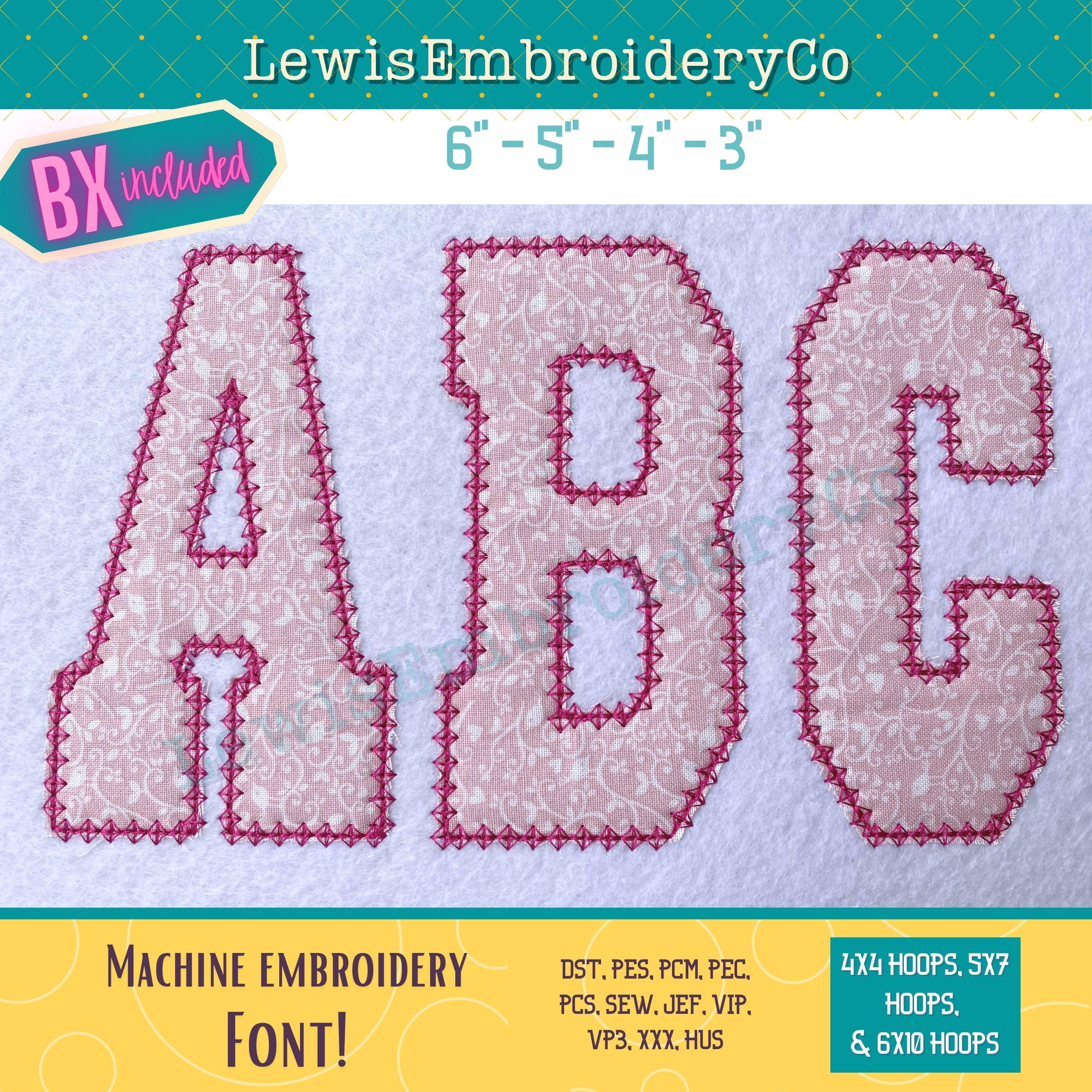Diamond Edge Applique Embroidery Font - Varsity Block Letters - Vintage ...