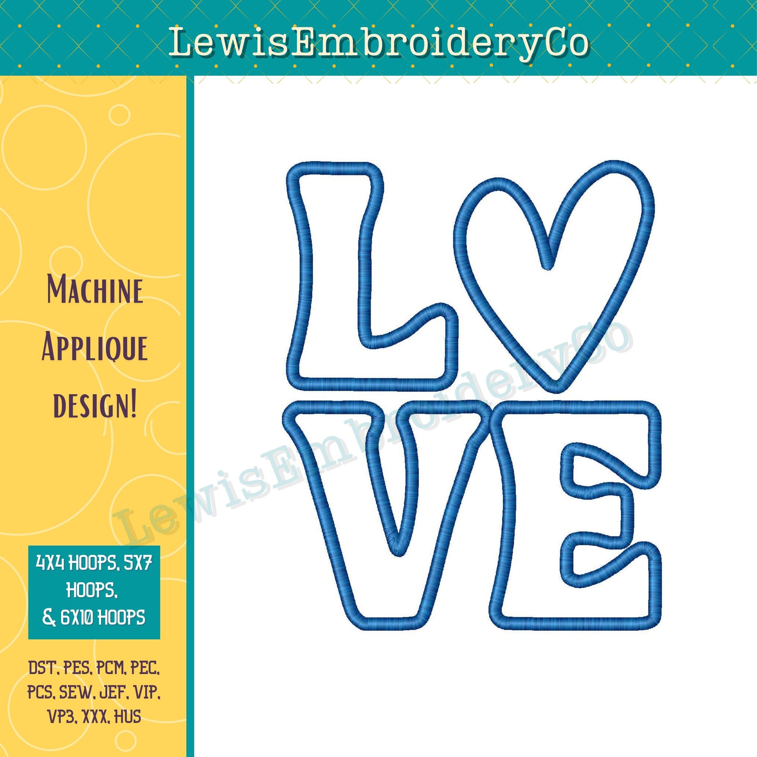 LOVE Applique Embroidery Design - Block Love Design - Satin Edge ...