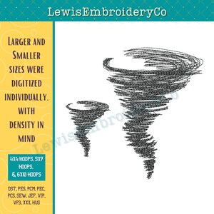 Sketch Tornado Embroidery Design - Twister Embroidery - Funnel Cloud ...