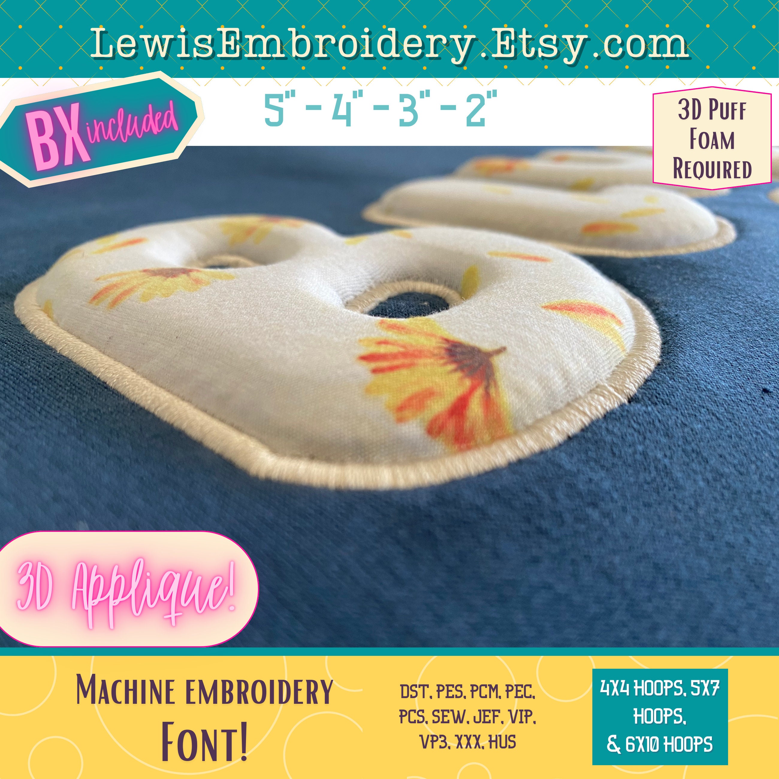 3D Puff Applique, Bluey, Machine Embroidery Font - With BX - (PDF ...