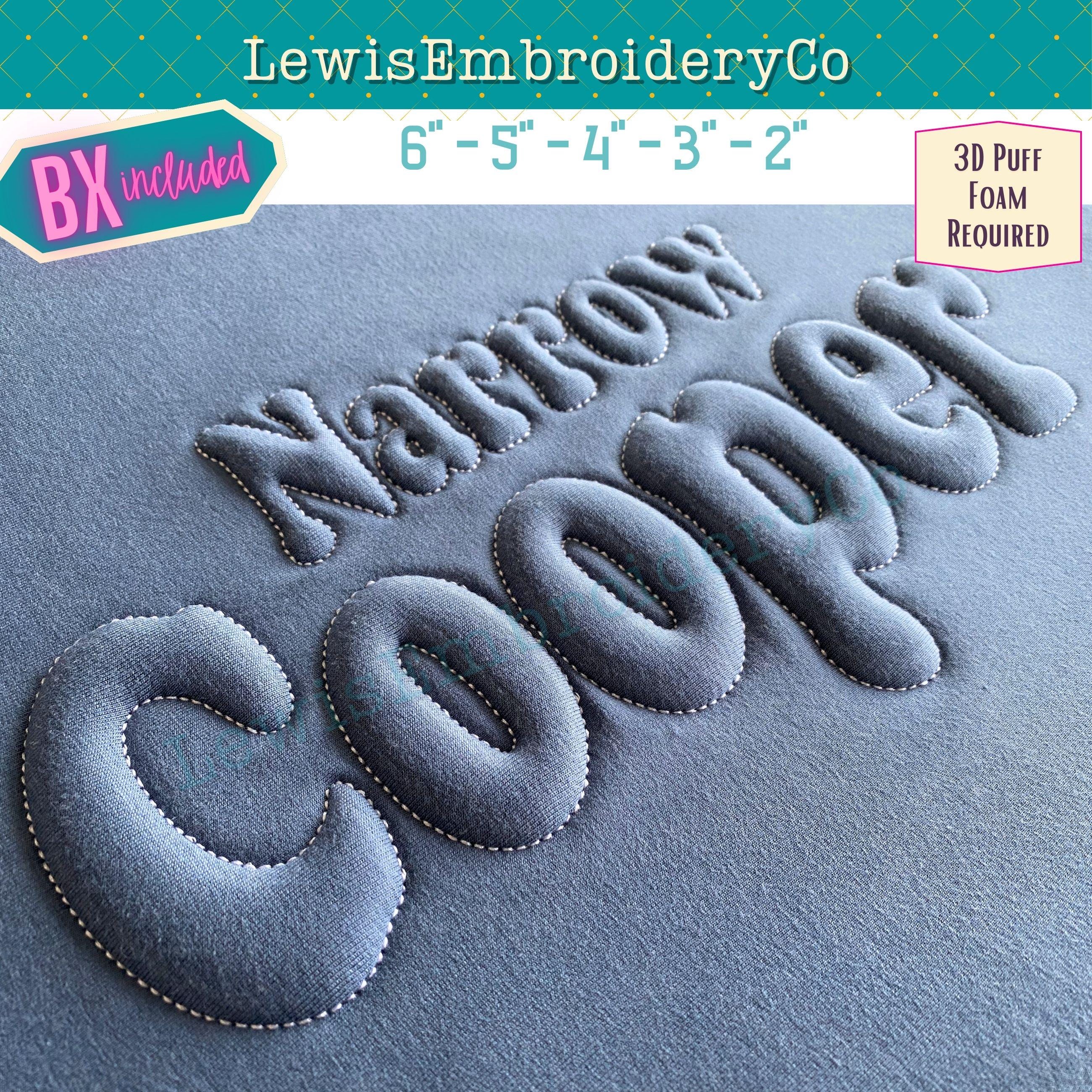 Embossed 3D Puff, Narrow, Machine Embroidery Font - With BX - (PDF ...