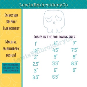 Embossed Skull 3D Puff Embroidery - Embossed Sad Skeleton Embroidery ...