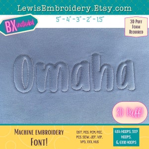 Embossed 3D Puff Embroidery Font - Puff Foam Embroidery Font - Puffy ...