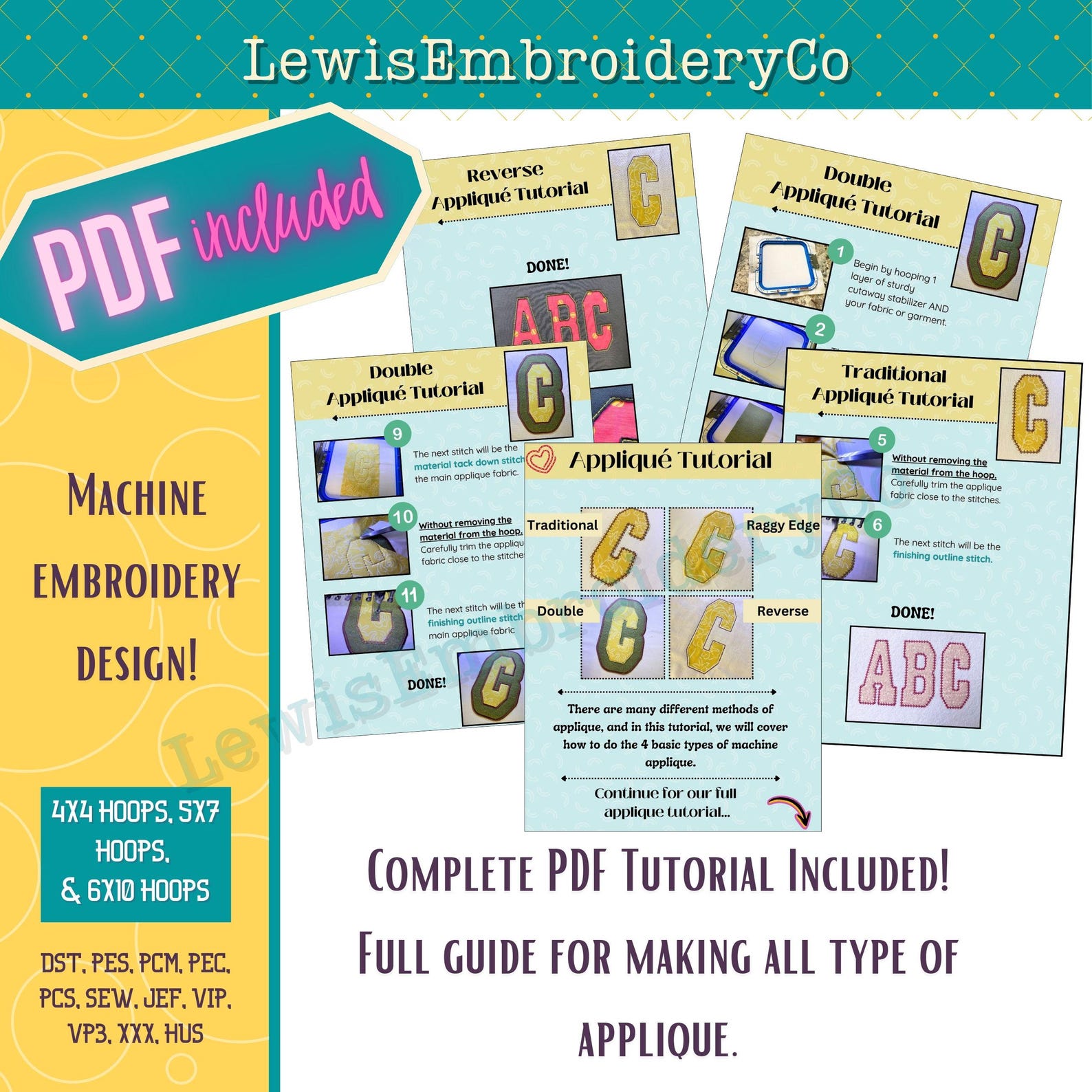 Reverse Applique, Cooper, Machine Embroidery Font - With BX - (PDF ...
