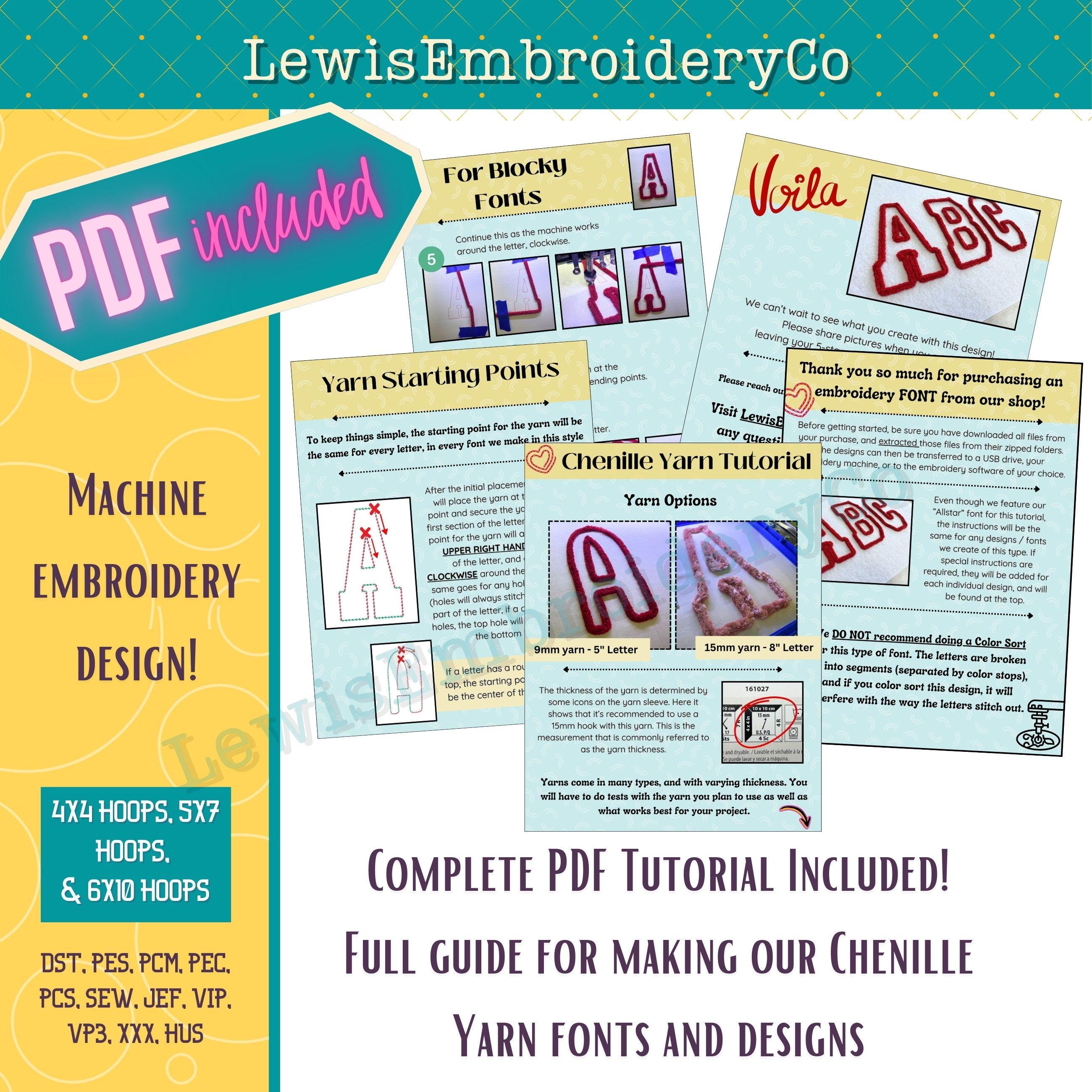Chenille Yarn Embroidery Font - Chenille Outline Font - Chenille Yarn ...