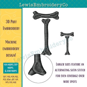 3D Puff Embroidery Font - Bones Embroidery Font - Puffy Foam Machine ...