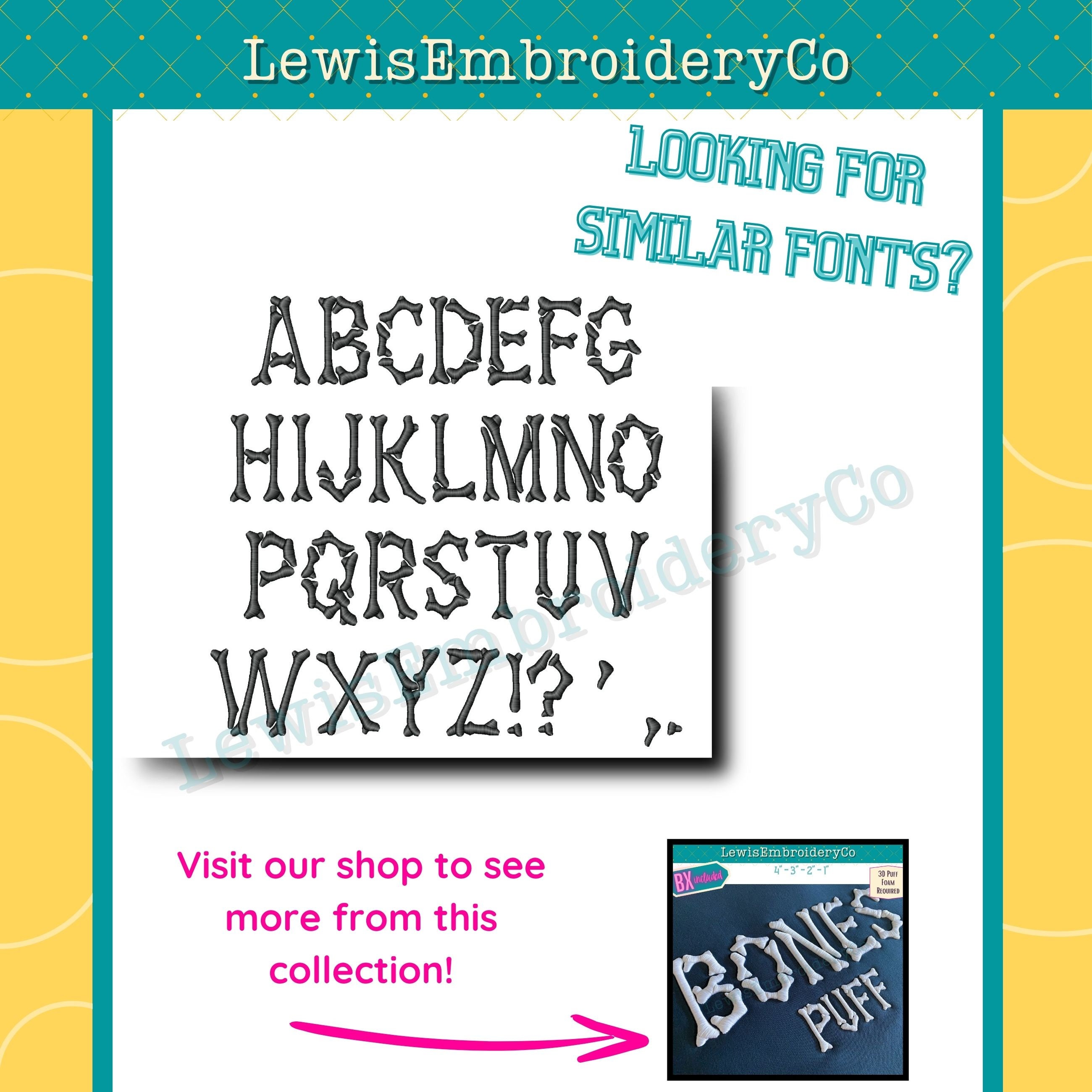 Bones, Machine Embroidery Font - With BX - (digital Download) - Etsy