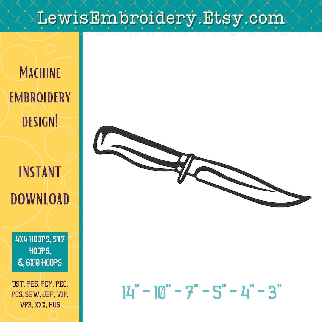 Bowie Knife Embroidery Design - Hunting Embroidery Design - Big Knife ...