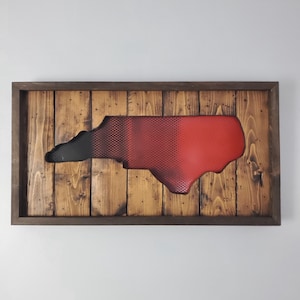 Handcrafted North Carolina State Wall Art With Red and Black Design ...