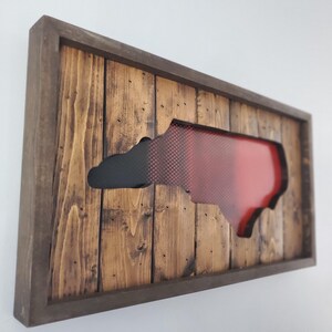 Handcrafted North Carolina State Wall Art With Red and Black Design ...
