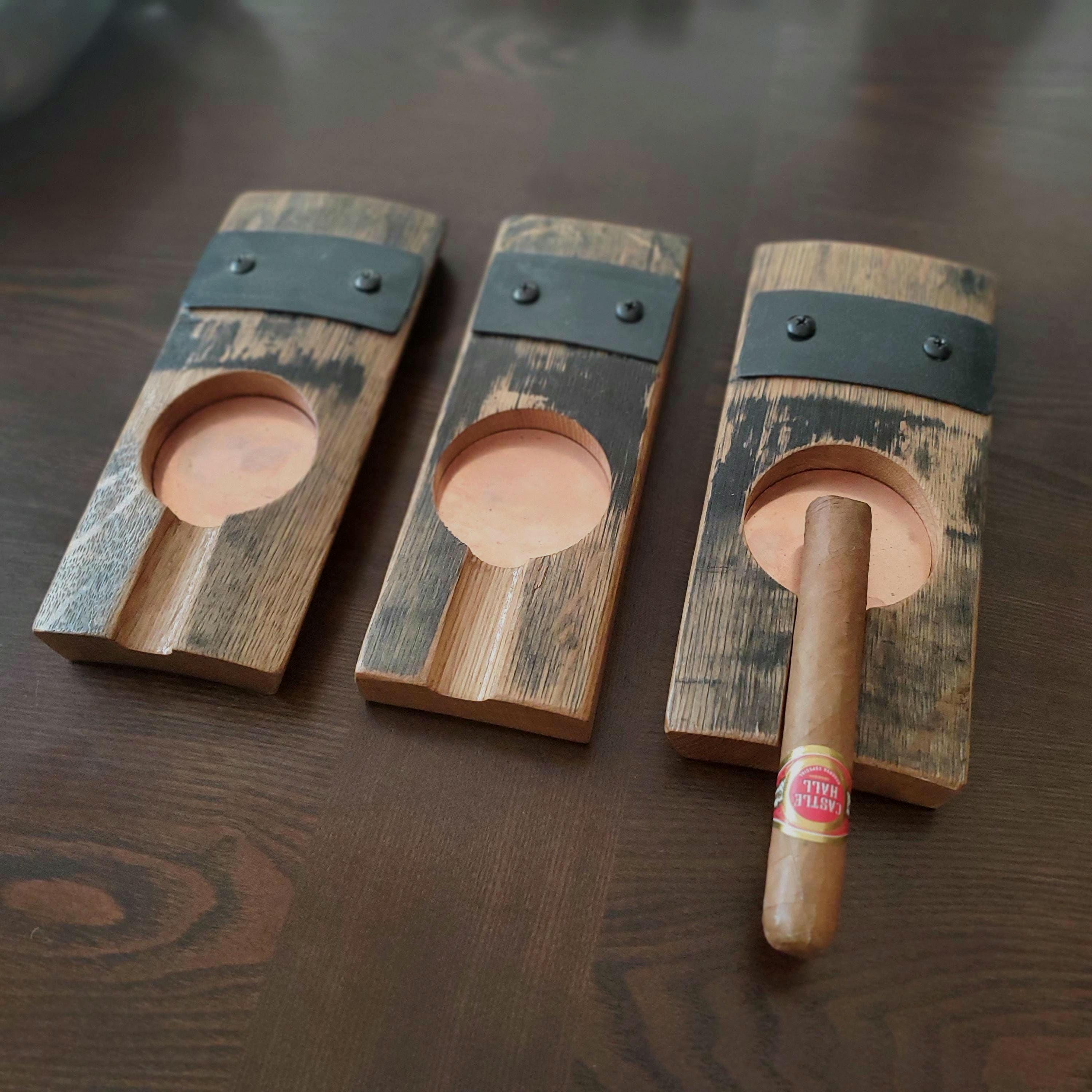 Whiskey Barrel Stave Cigar Ashtray With Copper Inlay & Metal Hoop ...