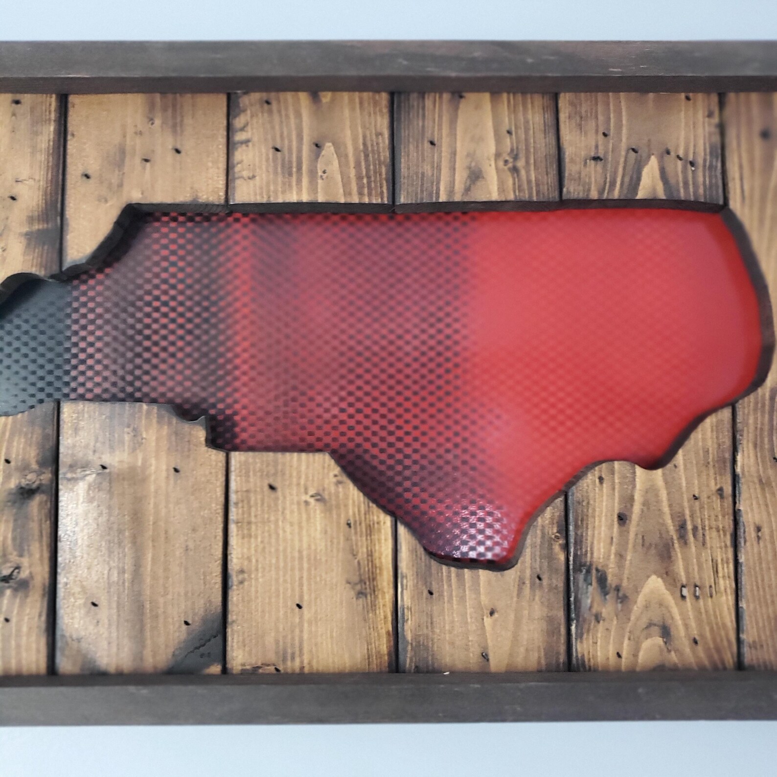 Handcrafted North Carolina State Wall Art With Red and Black Design ...