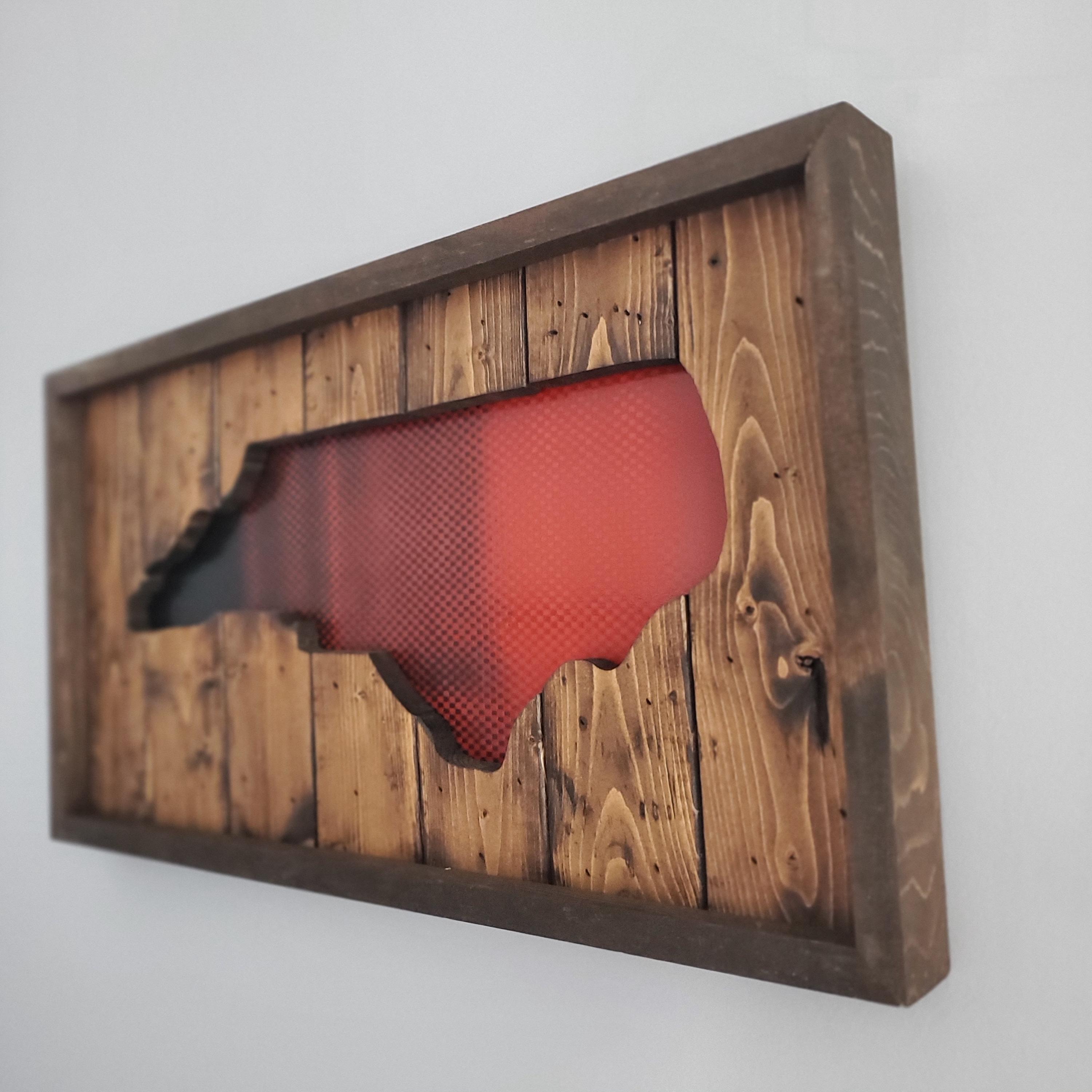 Handcrafted North Carolina State Wall Art With Red and Black Design ...