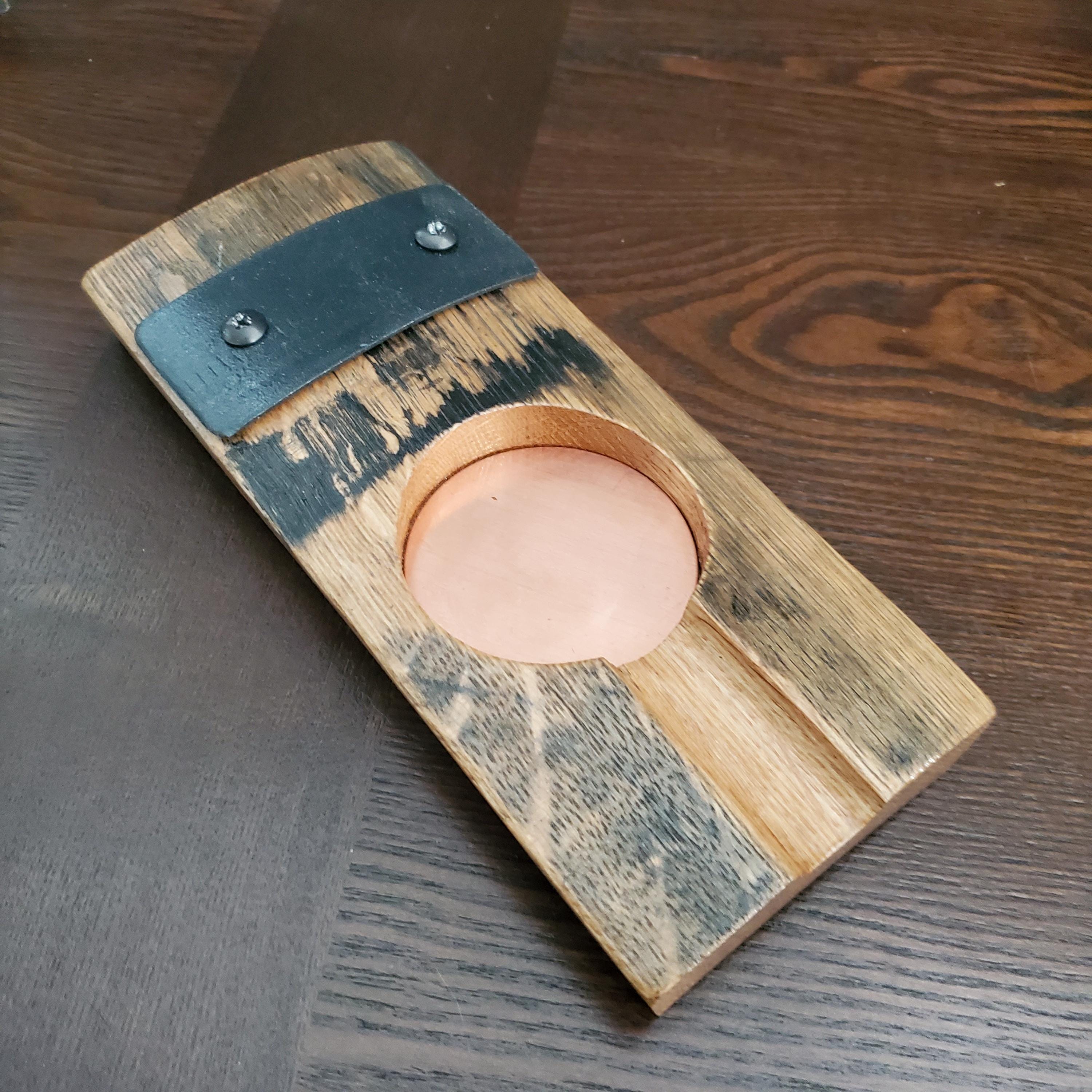 Whiskey Barrel Stave Cigar Ashtray With Copper Inlay & Metal Hoop ...