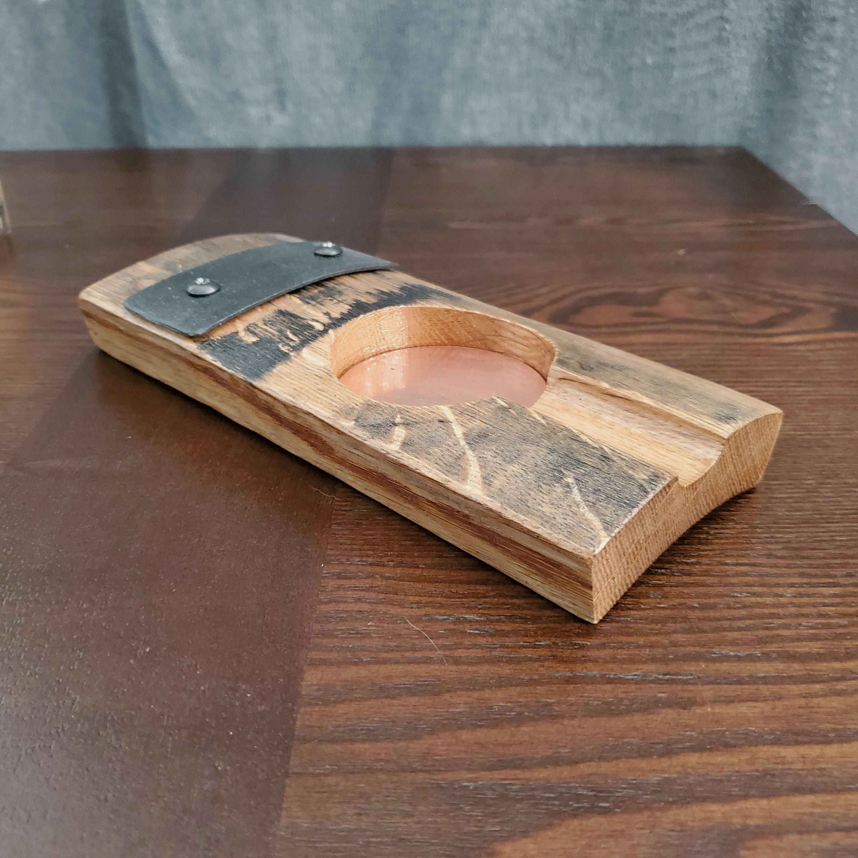 Whiskey Barrel Stave Cigar Ashtray With Copper Inlay & Metal Hoop ...