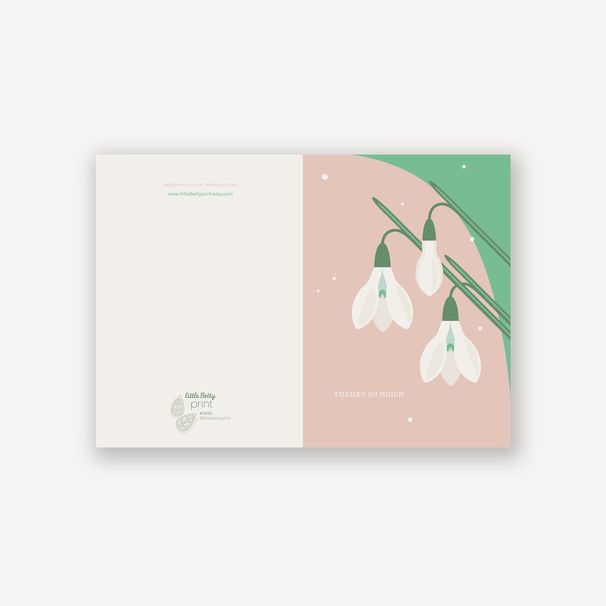 Thank You Greeting Card With Snowdrop Flower Illustration : Floral ...