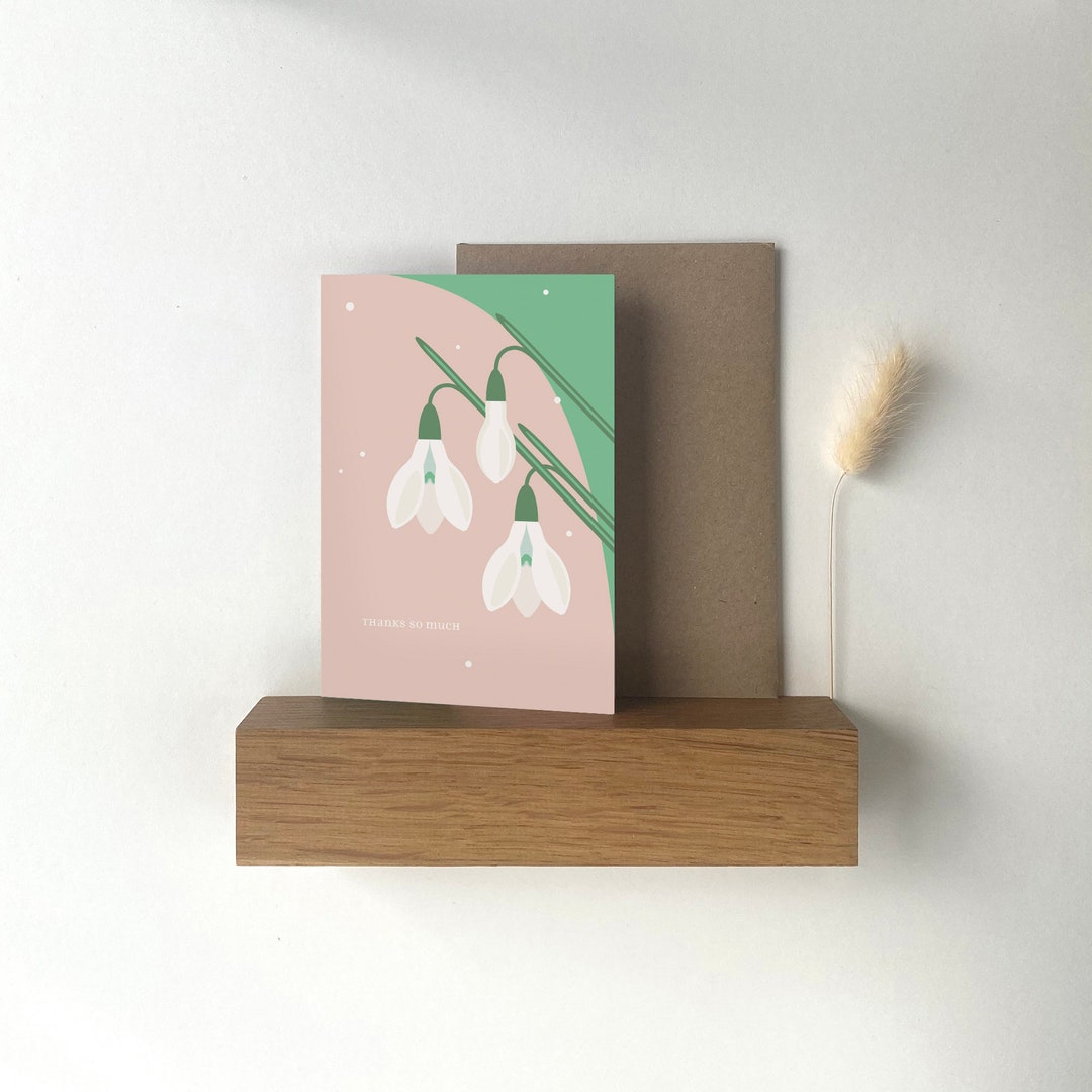 Thank You Greeting Card With Snowdrop Flower Illustration : Floral ...