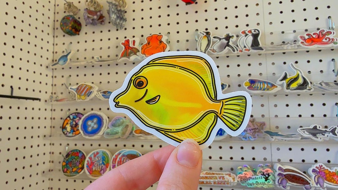 Yellow Tang Sticker 3in, Tropical Fish, Ocean Art, Marine Biology - Etsy